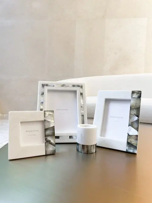 Anaya Grey Mother Of Pearl Marble Picture Frames
