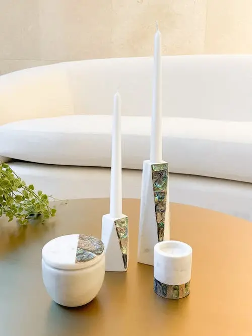 Anaya Rainbow Pearl Marble Candle Holder