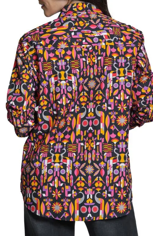 APNY Boyfriend Poplin Button-up Shirt - Pink Multi