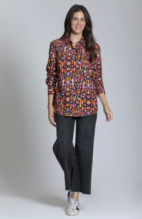 APNY Boyfriend Poplin Button-up Shirt - Pink Multi