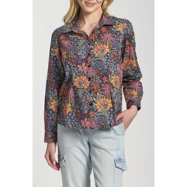 APNY Print Poplin Shirt - Plum Multi