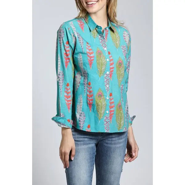 APNY Print Poplin Shirt - Turquoise Multi
