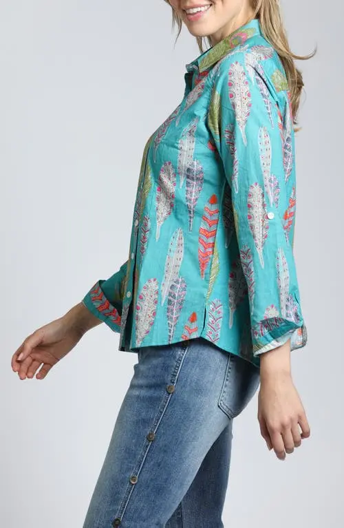 APNY Print Poplin Shirt - Turquoise Multi