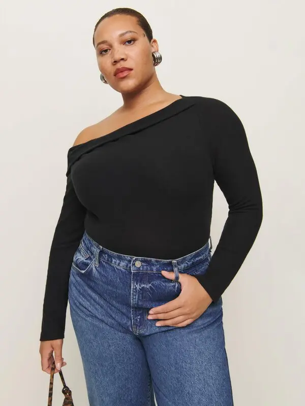 REFORMATION Elio Knit Top - Black