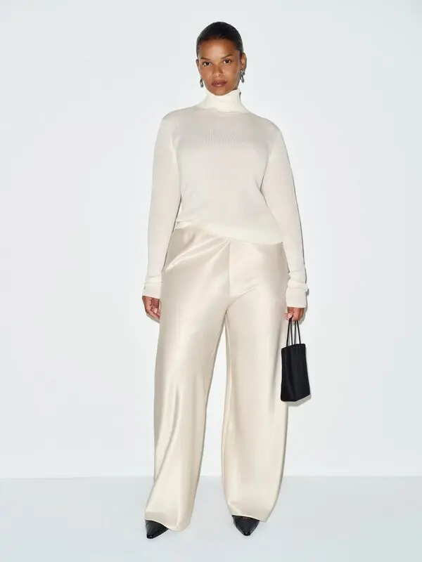 REFORMATION Gale Satin Trousers - Ivory