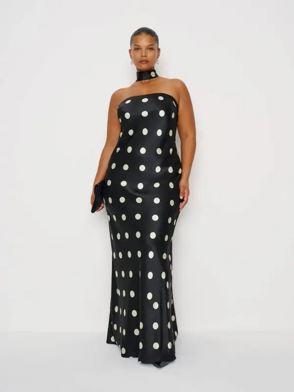 REFORMATION Oren Silk Dress Es - Black