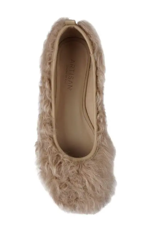 ARTISAN CRAFTED BY ZIGI Quincy Faux-fur Flat - Beige Leather