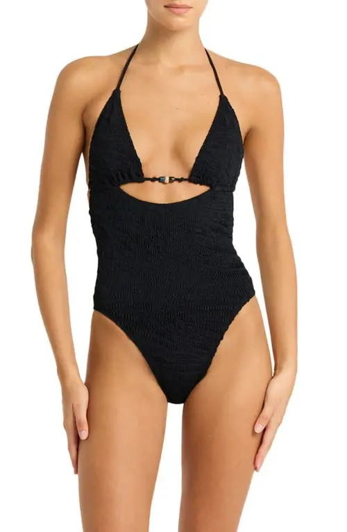 Bond Eye Fowler Beaded One-piece Swimsuit - Black Tiger