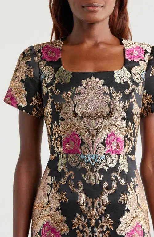 tahari embroidered fit and flare dress Tahari Asl Brocade Fit & Flare Dress In Black Multi - 45% Off