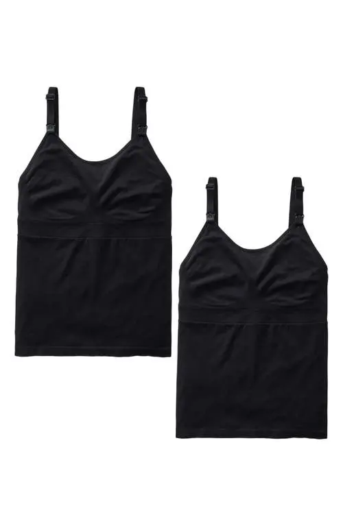 INGRID & ISABEL® 2-pack Nursing And Pumping Camisoles - Black/ Black