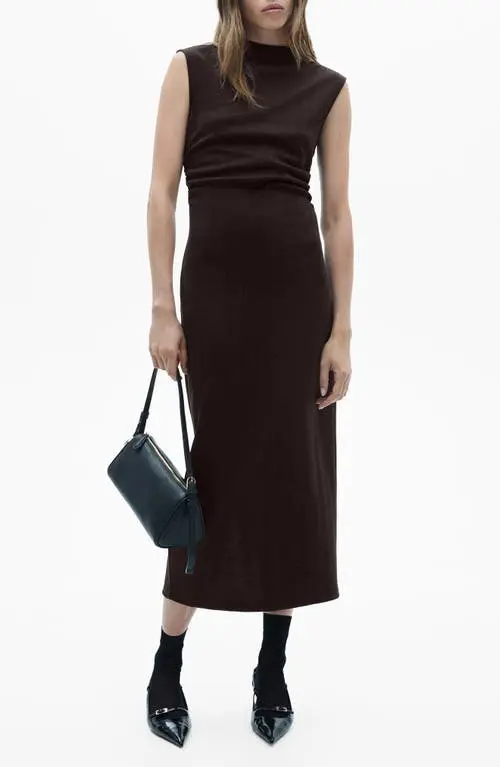 Mango Gathered Herringbone Stitch Knit Dress