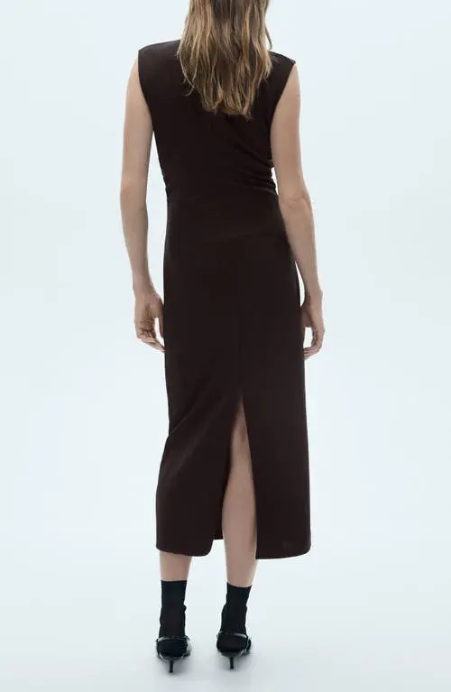 Mango Gathered Herringbone Stitch Knit Dress