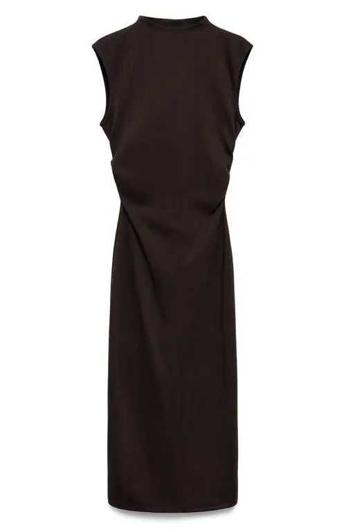 Mango Gathered Herringbone Stitch Knit Dress