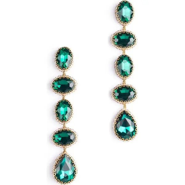 Deepa Gurnani Tyra Drop Earrings - Emerald