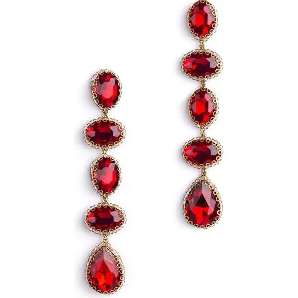 Deepa Gurnani Tyra Drop Earrings - Ruby