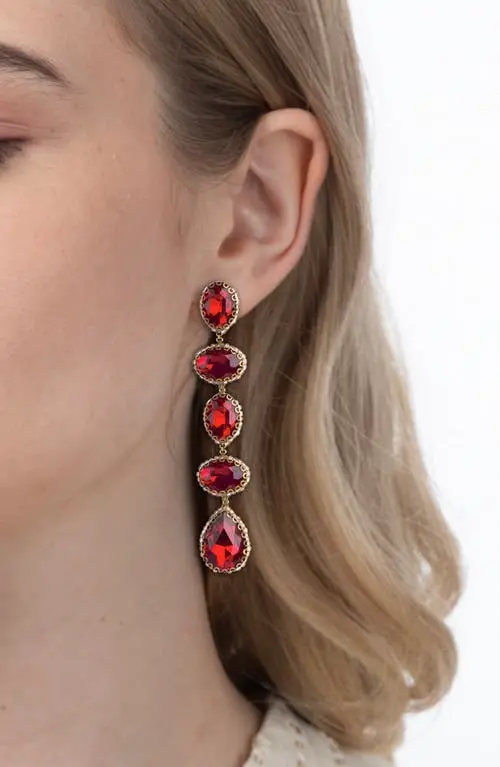 Deepa Gurnani Tyra Drop Earrings - Ruby