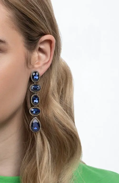 Deepa Gurnani Tyra Drop Earrings - Sapphire