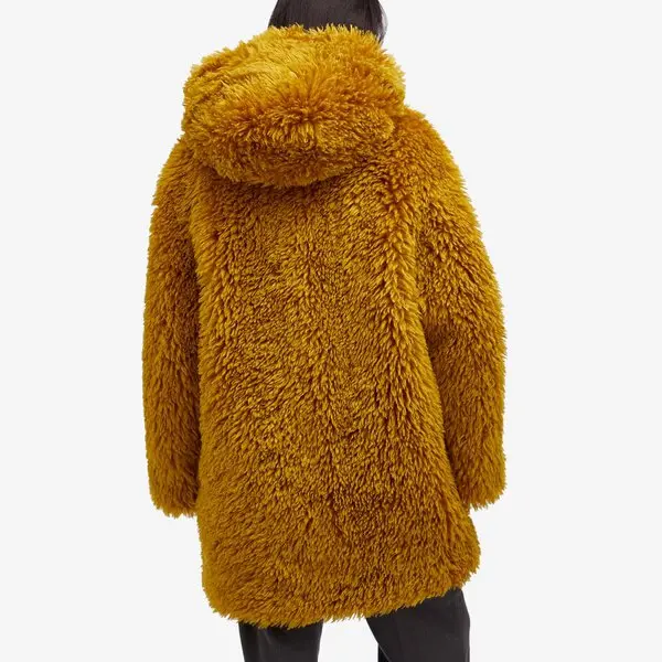 STAND STUDIO Midi Faux Fur Hooded Coat