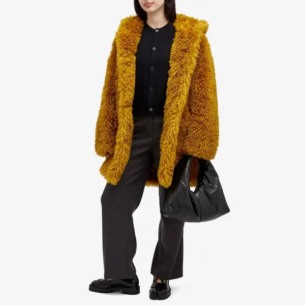 STAND STUDIO Midi Faux Fur Hooded Coat