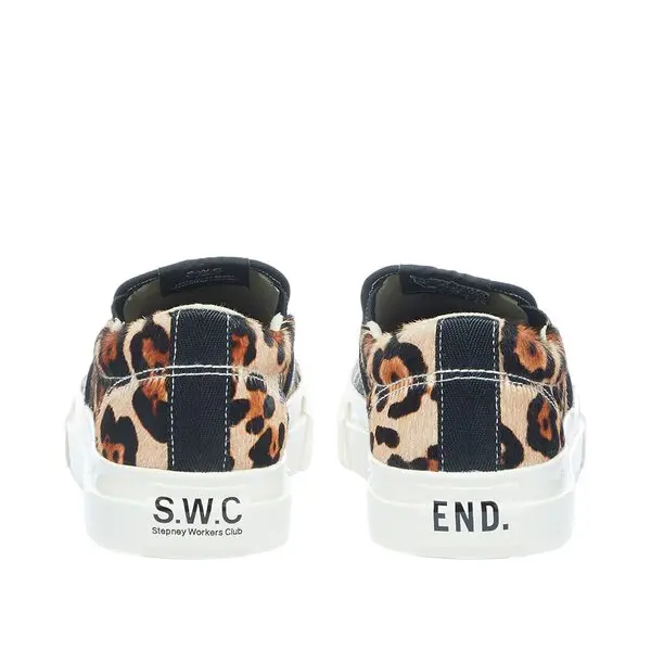 S.W.C STEPNEY WORKERS CLUB Print Pony Hair Slip-on Sneakers