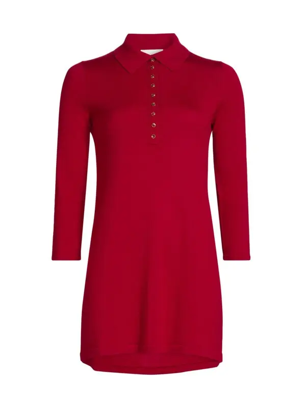 REFORMATION Luell Wool Polo Minidress - Lipstick
