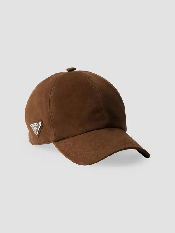 Prada Suede Baseball Cap - Brown