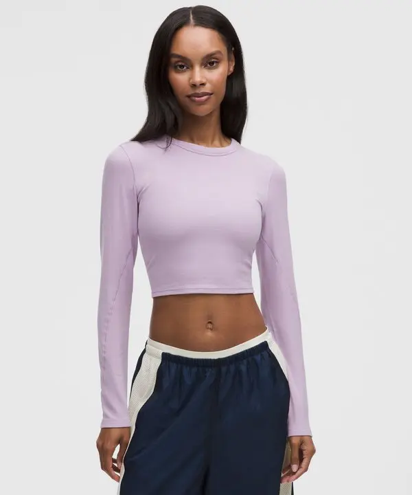 Lululemon Hold Tight Straight-hem Cropped Long-sleeve Shirt - Lilac Play