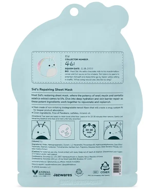 TONYMOLY Squishmallow Sid Repairing Sheet Mask - No Color