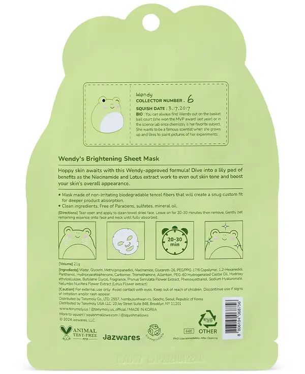 TONYMOLY Squishmallow Wendy Brightening Sheet Mask - No Color