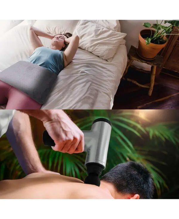 PURSONIC Ultimate Muscle Recovery & Pain Relief Bundle: 6 Speed Massage Gun & Electric Heating Pad - Grey