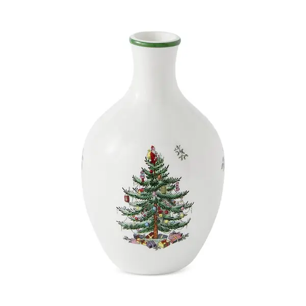 SPODE Christmas Tree 6 Posy Vase - Green