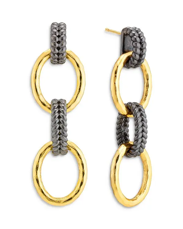 CAPUCINE DE WULF Cleopatra Regal Double Link Drop Earrings - Gold/black