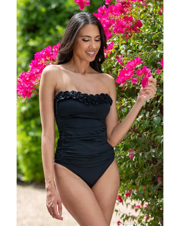 La Blanca Ig Ruffle Bandeau Tankini Top - Black