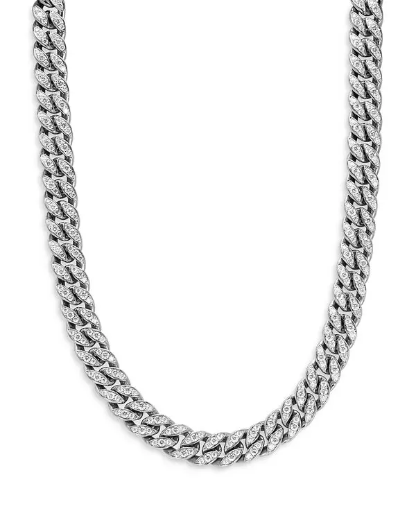 David Yurman Curb Chain Diamond Necklace - Silver