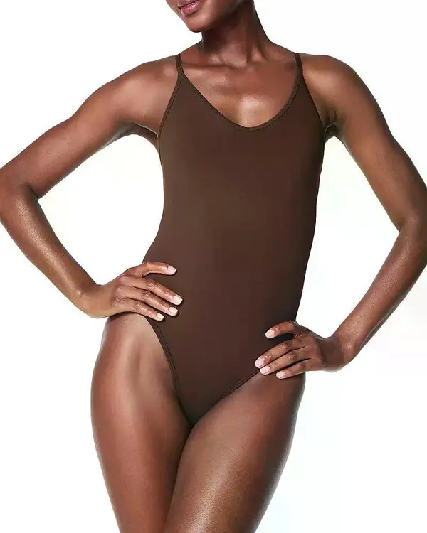 Spanx Seamless Power Thong Bodysuit - Chestnut Brown