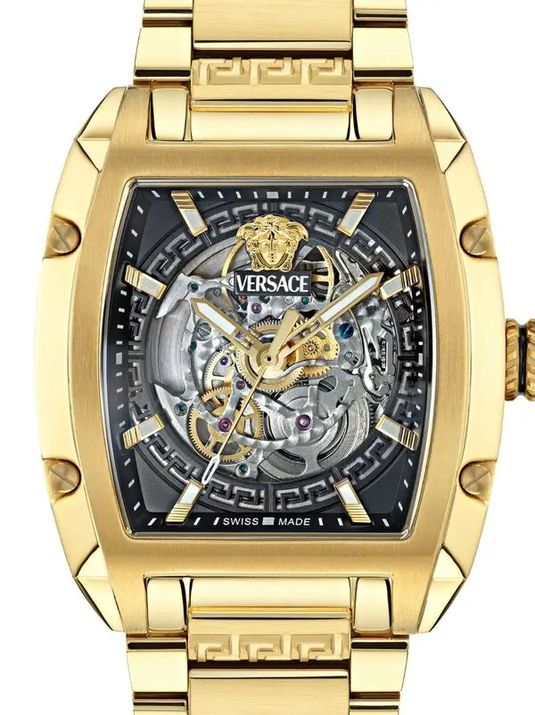 Versace 42mm Dominus Skeleton Bracelet Watch - Black