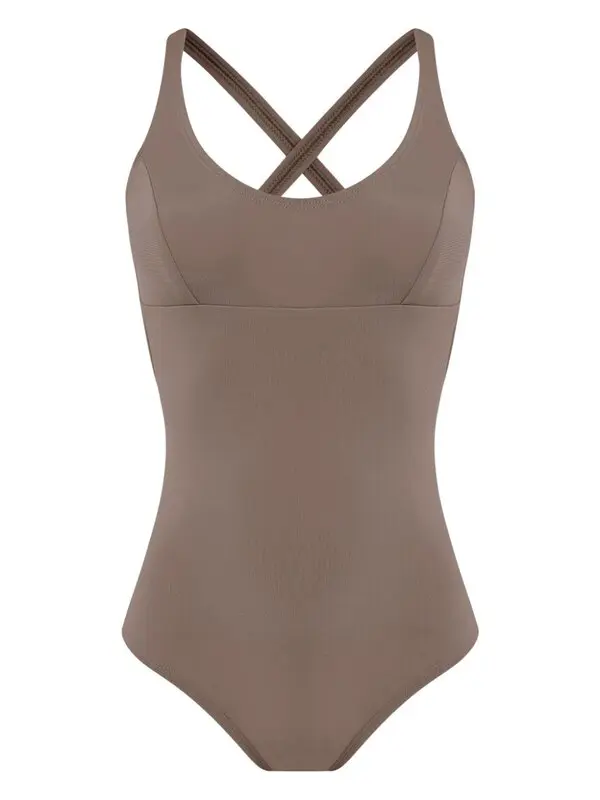 AMIR SLAMA Criss-cross One Piece Swimsuit - Brown