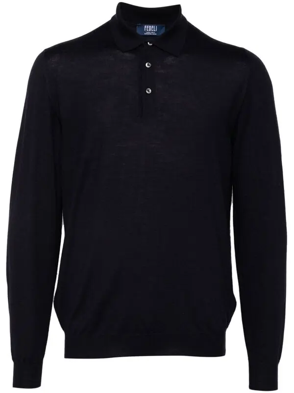 Fedeli Virgin-wool Polo Shirt - Blue