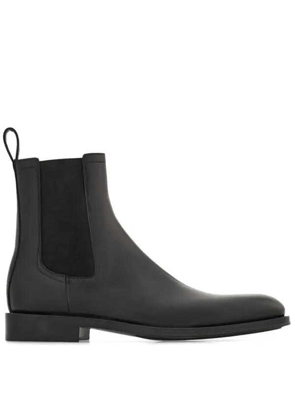 FERRAGAMO Leather Chelsea Boots - Black