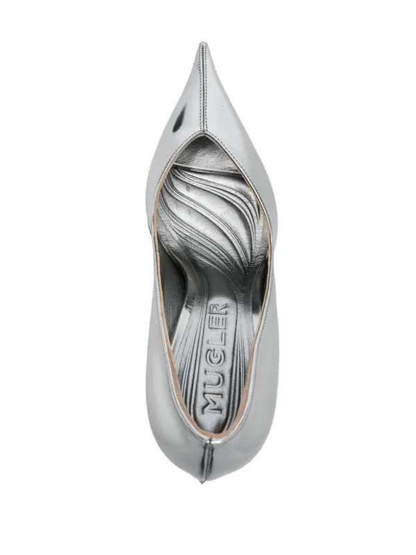 MUGLER 95mm Fang Heel Pumps - Silver