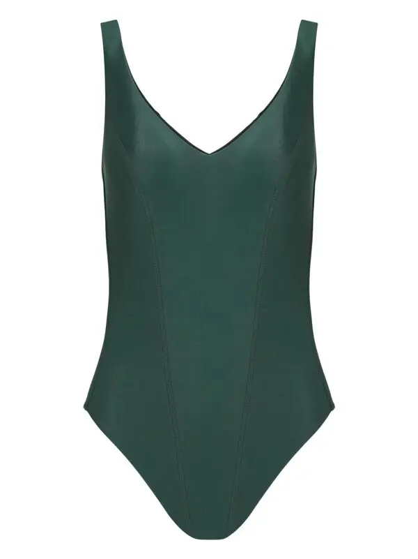 AMIR SLAMA V-neck One-piece Swimsuit - Green
