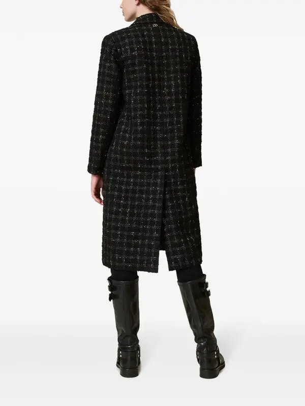 TWINSET Check Pattern Bouclé Coat