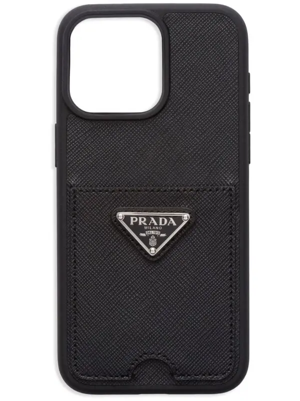 Prada Triangle-logo Iphone 15 Pro Max Case - Black
