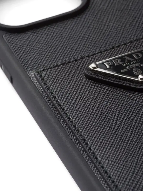 Prada Triangle-logo Iphone 15 Pro Max Case - Black