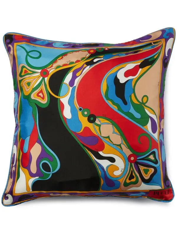 Emilio Pucci Orchidee-print Silk Cushion - Green