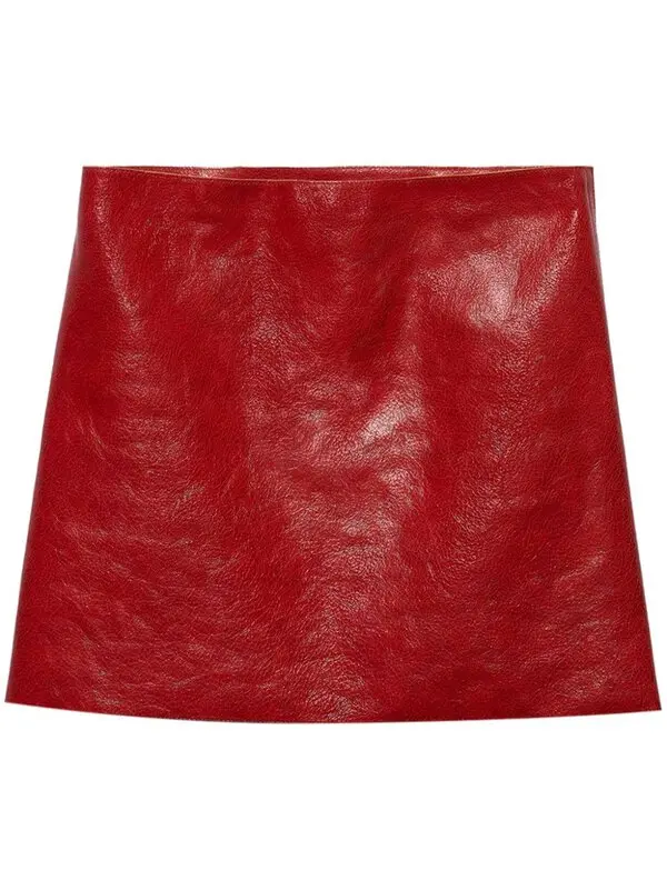 Prada Cracked-effect Leather Mini Skirt
