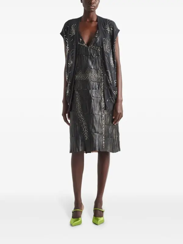 Prada Patchwork Leather Midi Dress