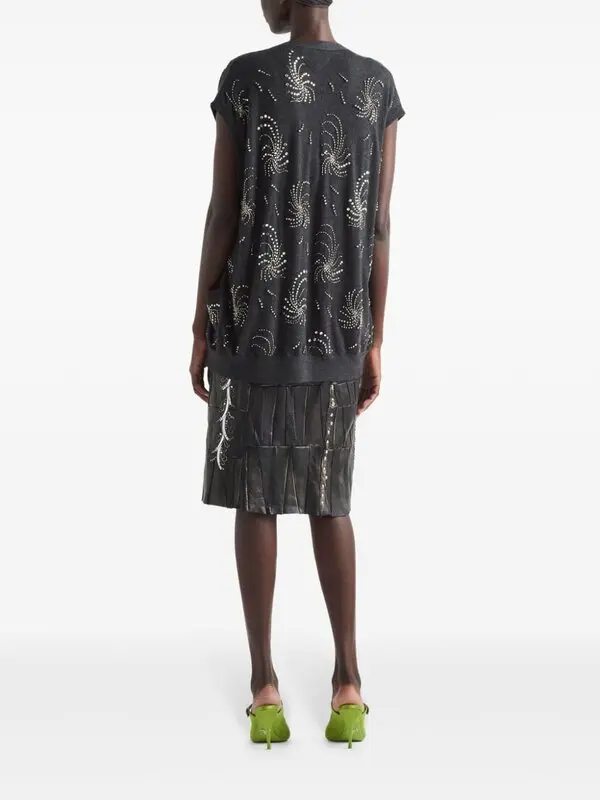 Prada Patchwork Leather Midi Dress