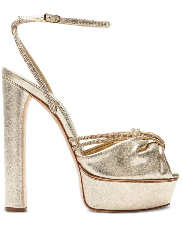 Casadei 140mm Taylor Flora Wonder Sandals - Gold