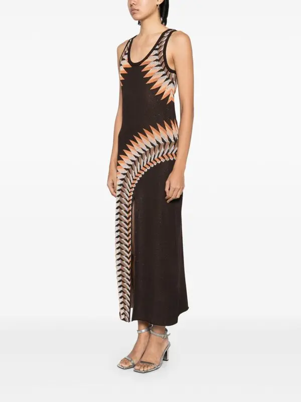 Rabanne Graphic Print Maxi Dress - Brown